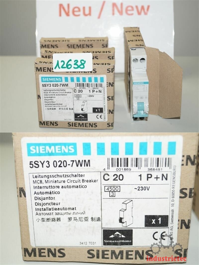 Siemens c20 5SY3020-7WM Leitungsschutzschalter 1 polig C 20A, 28,00