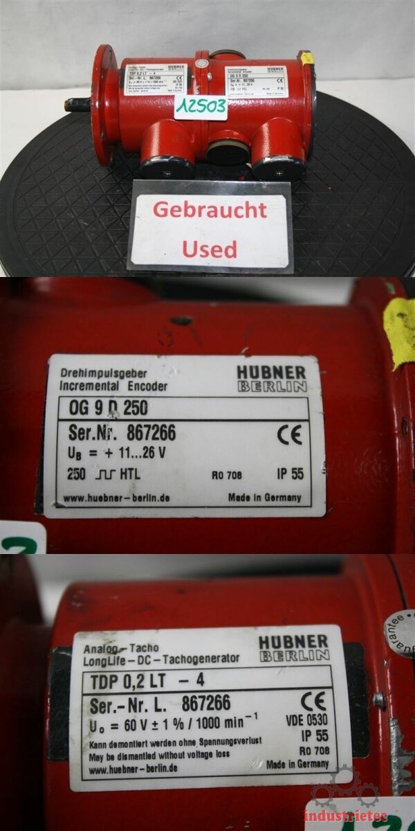 Hubner TDP 0,2 LT-4 Tachogenerator OG 9 D 250 Drehimpulsgeber encoder ...