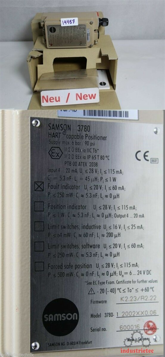 SAMSON 3780 Pneumatischer stellungsregler 3780-12002xx0.06, 499,00