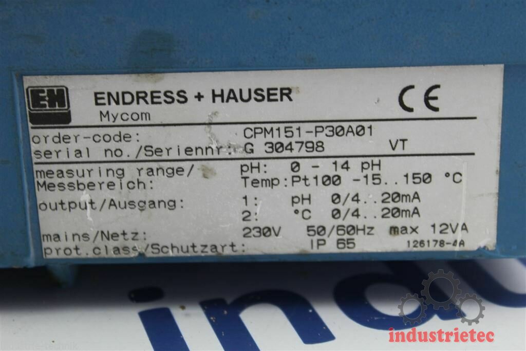Endress+Hauser CPM151-P30A01 mycom cpm 151-p, 499,00