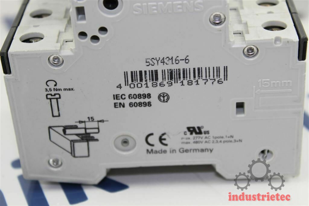 Siemens 5SY43 MCB Leistungsschutzschalter 400V b16, 35,00