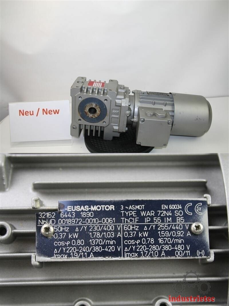 Eusas 0,37 kw 10 min getriebemotor SUA 455B 72N4 So - Industrie Ersat