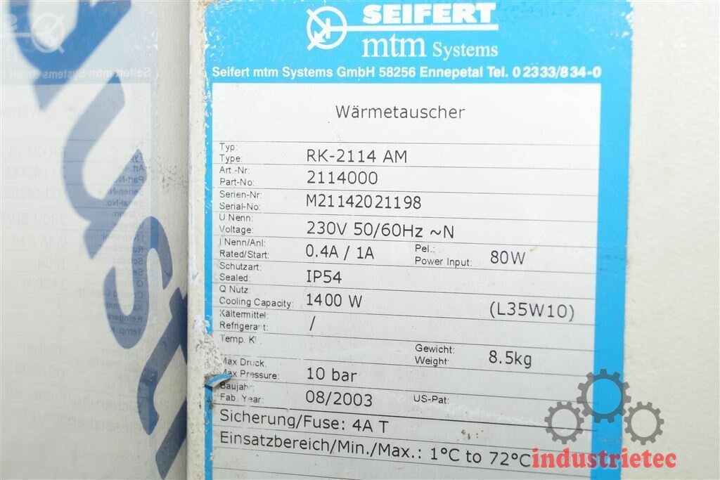 Seifert MTM Systems RK-2114 AM Wärmetauscher, 650,00