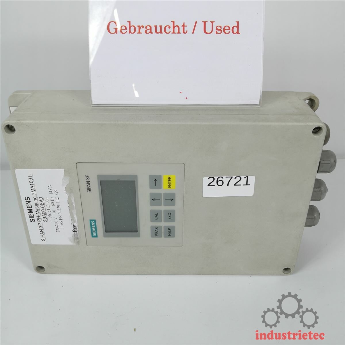 SIEMENS SIPAN 3P PH-Messung 7MA1031-2BA00-0BA0 Messumformer 7MA10312B