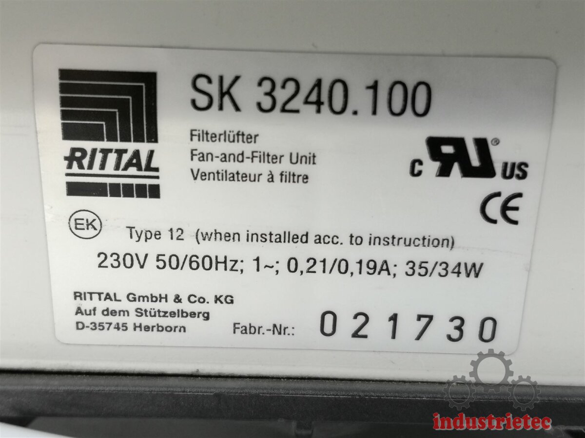 RITTAL SK 3240.100 Filterlüfter SK3240.100 021730 k2s165-aa75-06, 70,00