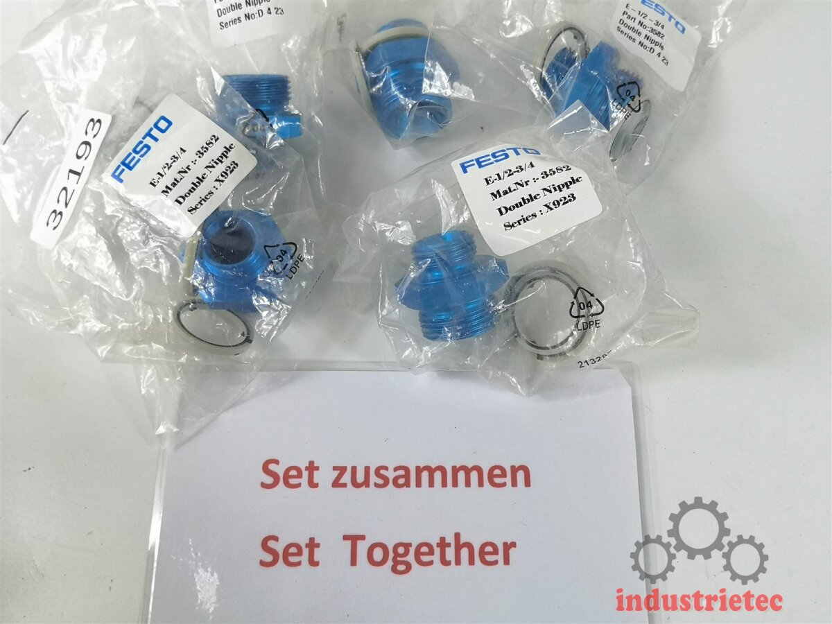 5x Set FESTO E-1/2-3/4 Douple Nipple Doppelnippel 3582, 15,39