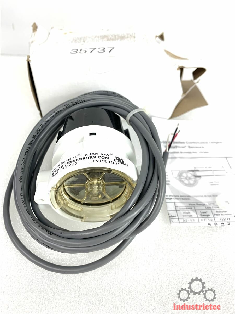 Gems Sensors Rotor Flow 177717 RFO Brass Sensor, 160,00