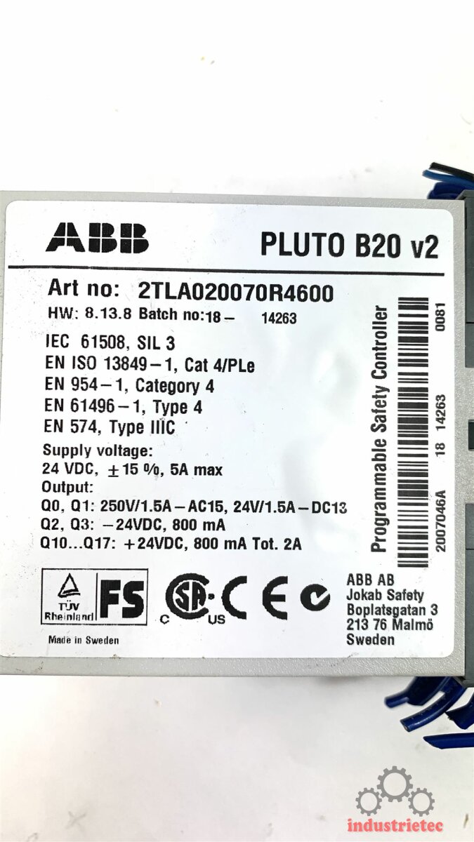 ABB PLUTO B20 V2 2TLA020070R4600 Programmable Safety Controller - Ind