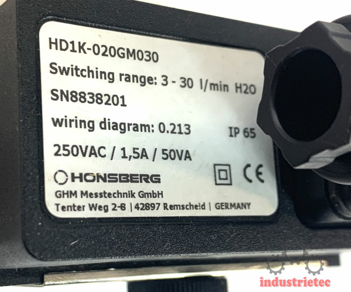 HONSBERG HD1K-020GM030 Durchflusswächter Durchflusssensor