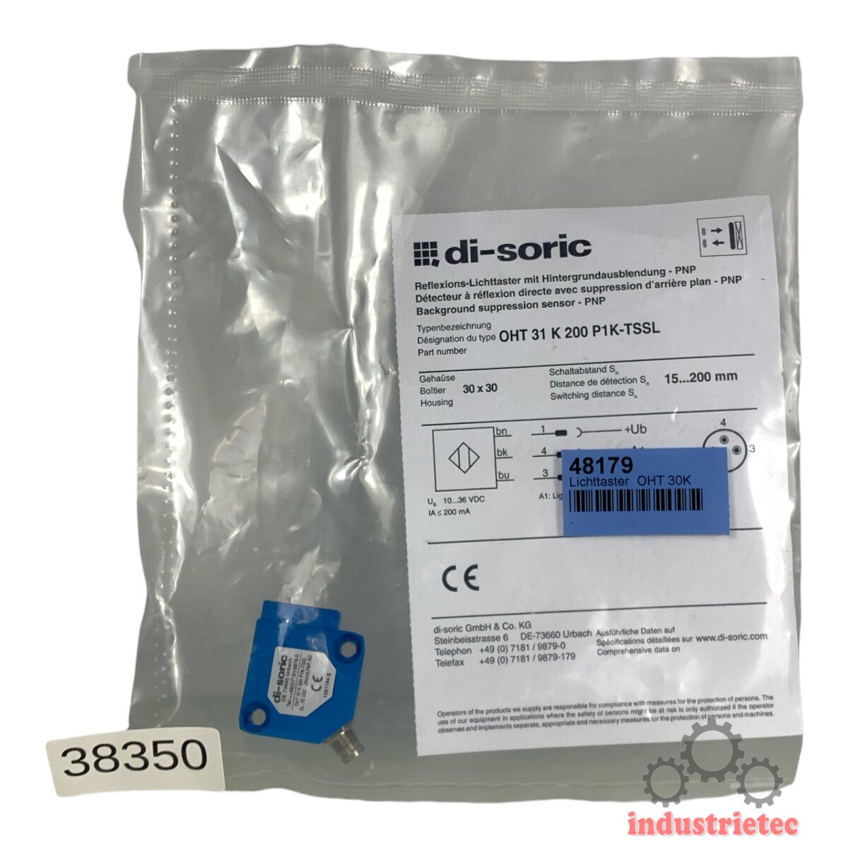 di-soric OHT 31 K200 P1K-TSSL Lichttaster 1081194 E, 150,00