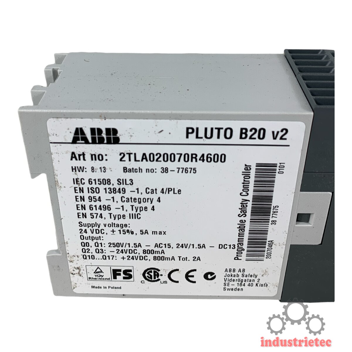 ABB 2TLA020070R4600 PLUTO B20 v2 Programmable Safety Controller