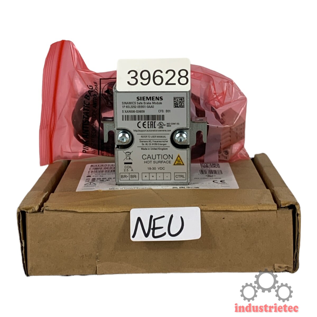 Siemens SINAMICS 6SL3252-0BB01-0AA0 Safe Brake Module, 100,00