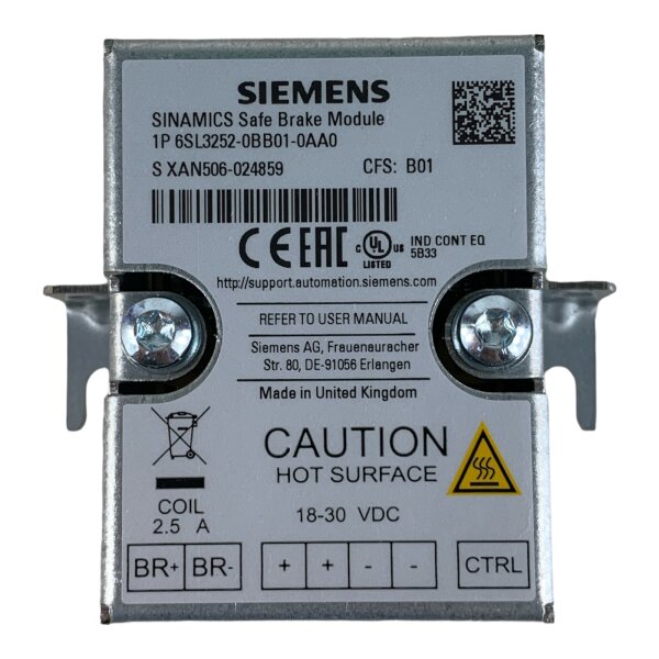 Siemens SINAMICS 6SL3252-0BB01-0AA0 Safe Brake Module, 100,00