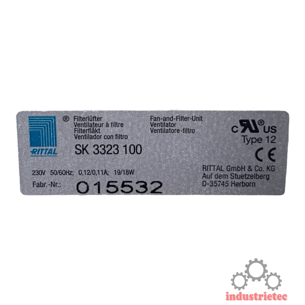 RITTAL SK 3323 100 Filterlüfter 015532, 60,00