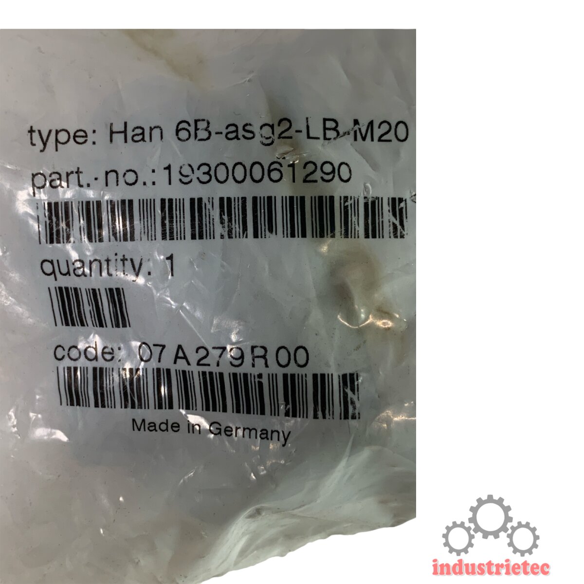 HARTING Han 6B-asg2-LB-M20 Sockelgehäuse 19300061290, 15,00