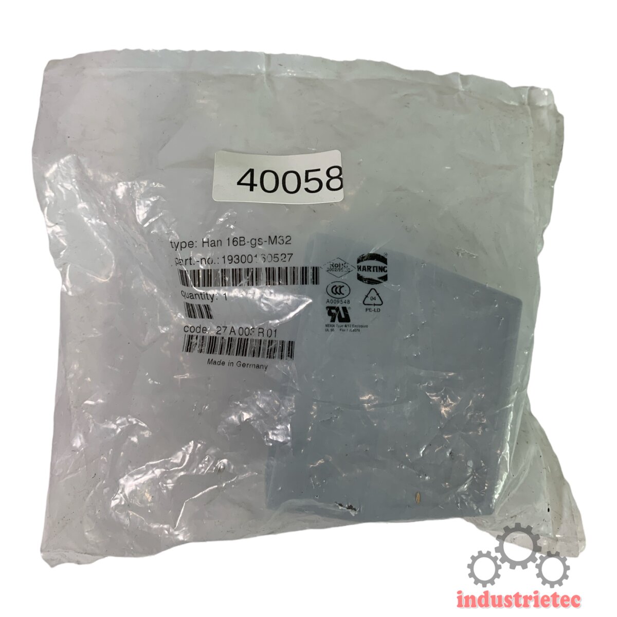 HARTING Han 16B-gs-M32 Sockelgehäuse 19300160527, 12,00