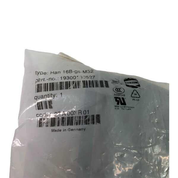 HARTING Han 16B-gs-M32 Sockelgehäuse 19300160527, 12,00