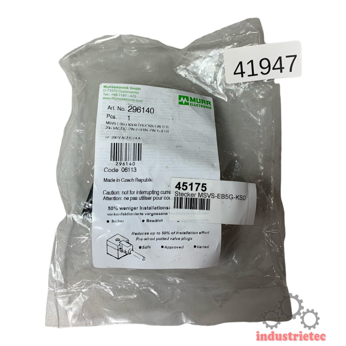 MURR ELEKTRONIK MSVS-EB5G-KS0 Stecker 45175, 15,00