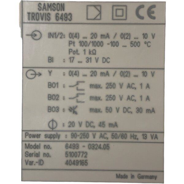 SAMSON TROVIS 6493 Kompaktregler Regler