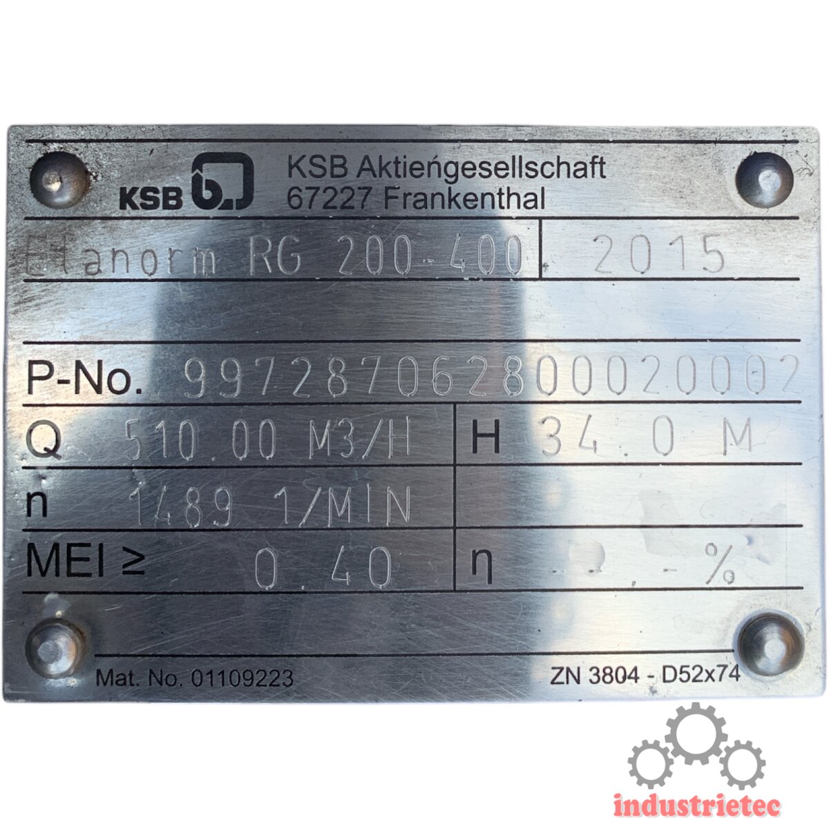 KSB Etanorm RG 200-400 Kreiselpumpe Pumpe, 15.000,00