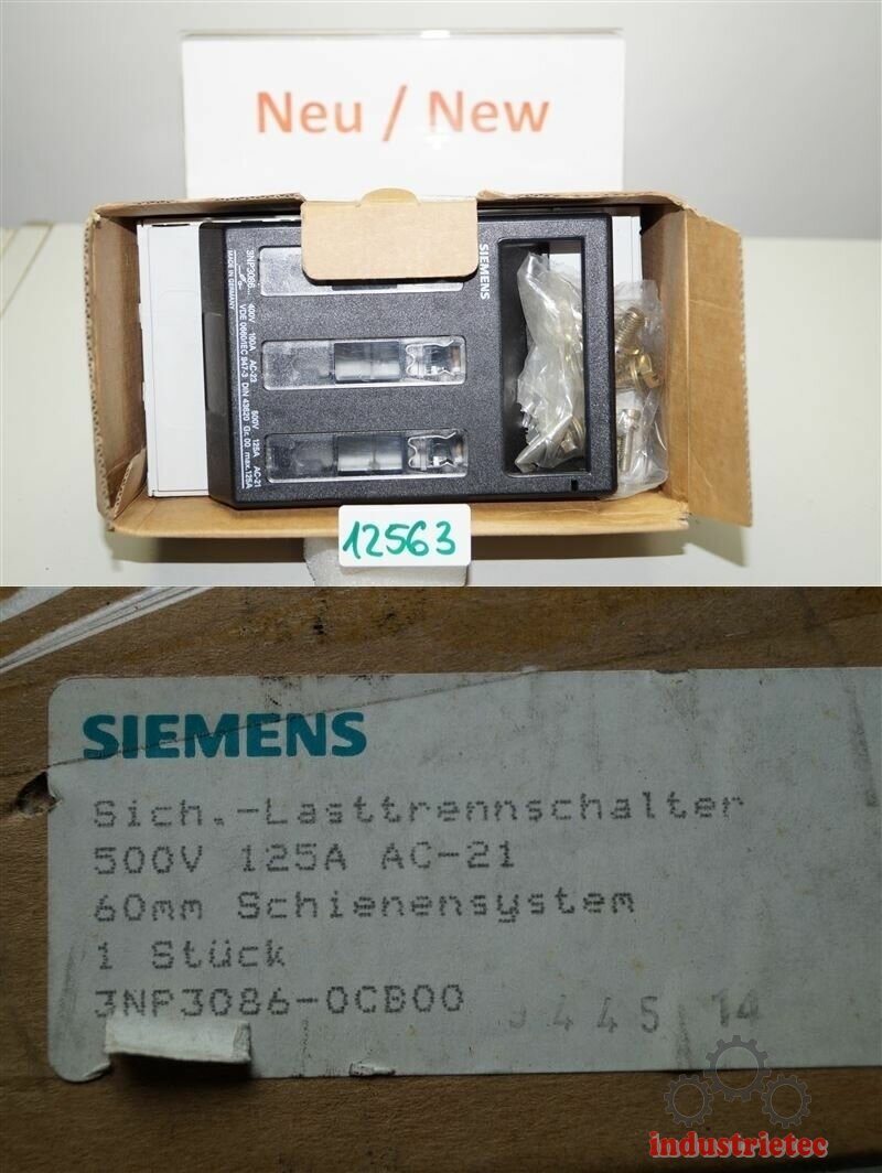 siemens 3NP3086-0CB00 lasttrennschalter 500v 125A AC-21 60mm, 65,00