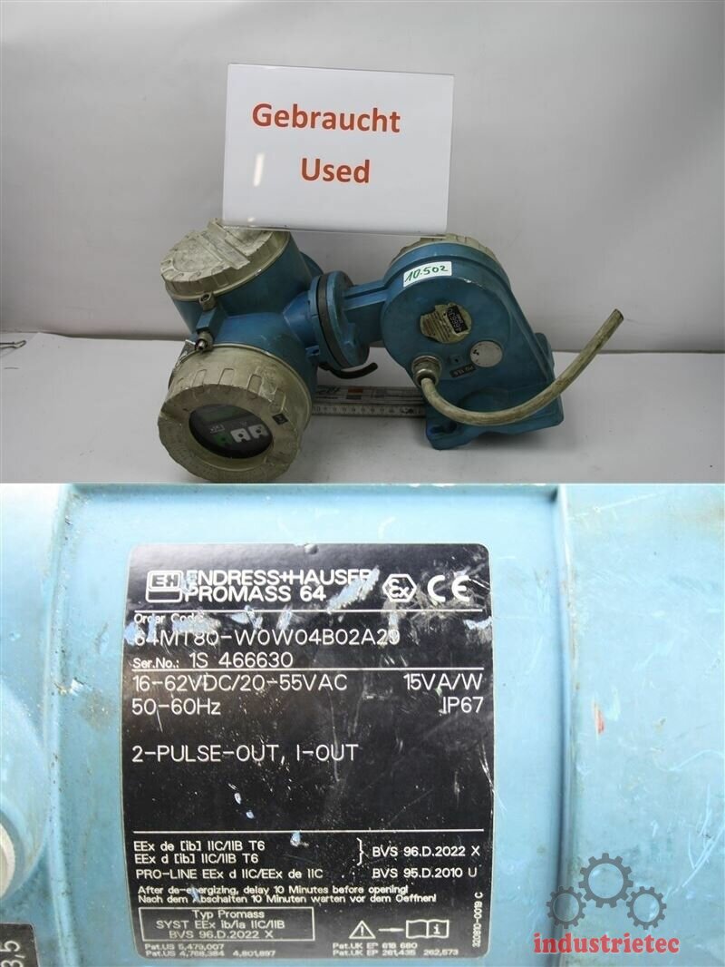 Endress Hauser Promass 64 64MT80-W0W04B02A9 Flowmeter durchflussmesse ...