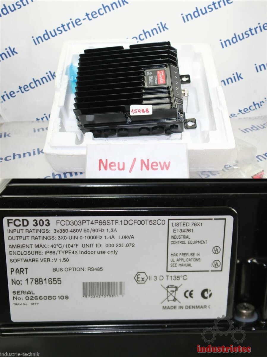 Danfoss FCD 303 FCD303PT4P66STR1DCF00T52C0 Frequenzumrichter 1,0 KVA ...